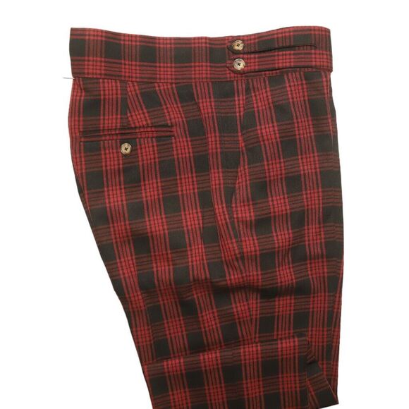 Chiragh Apparel | Pants | Mens Gurkha Pants Red Black Plaid Wool Slim ...